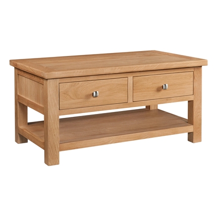 DP - Clark Oak Coffee Table With 2 Drawers4' - Country Furniture Barn