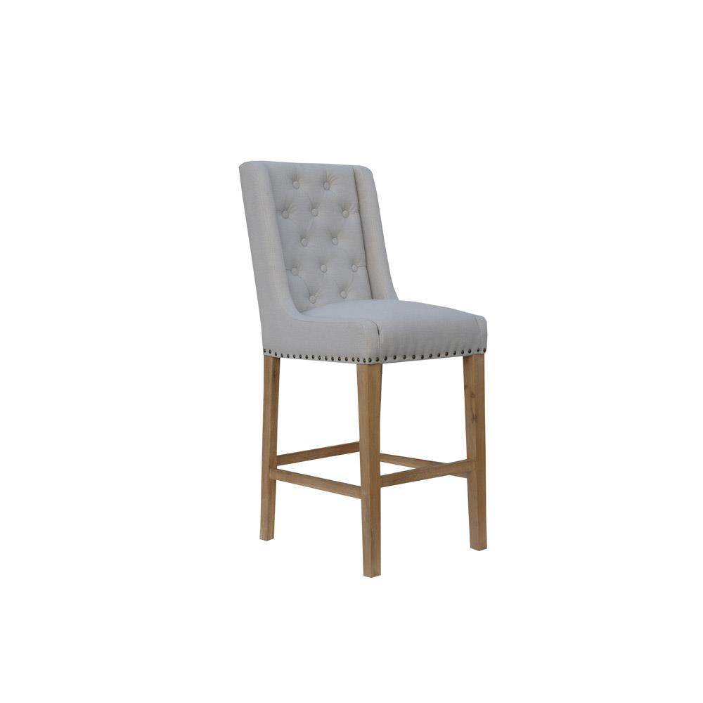 KI - Natural Button Back Bar Stool With Studs - Country Furniture Barn